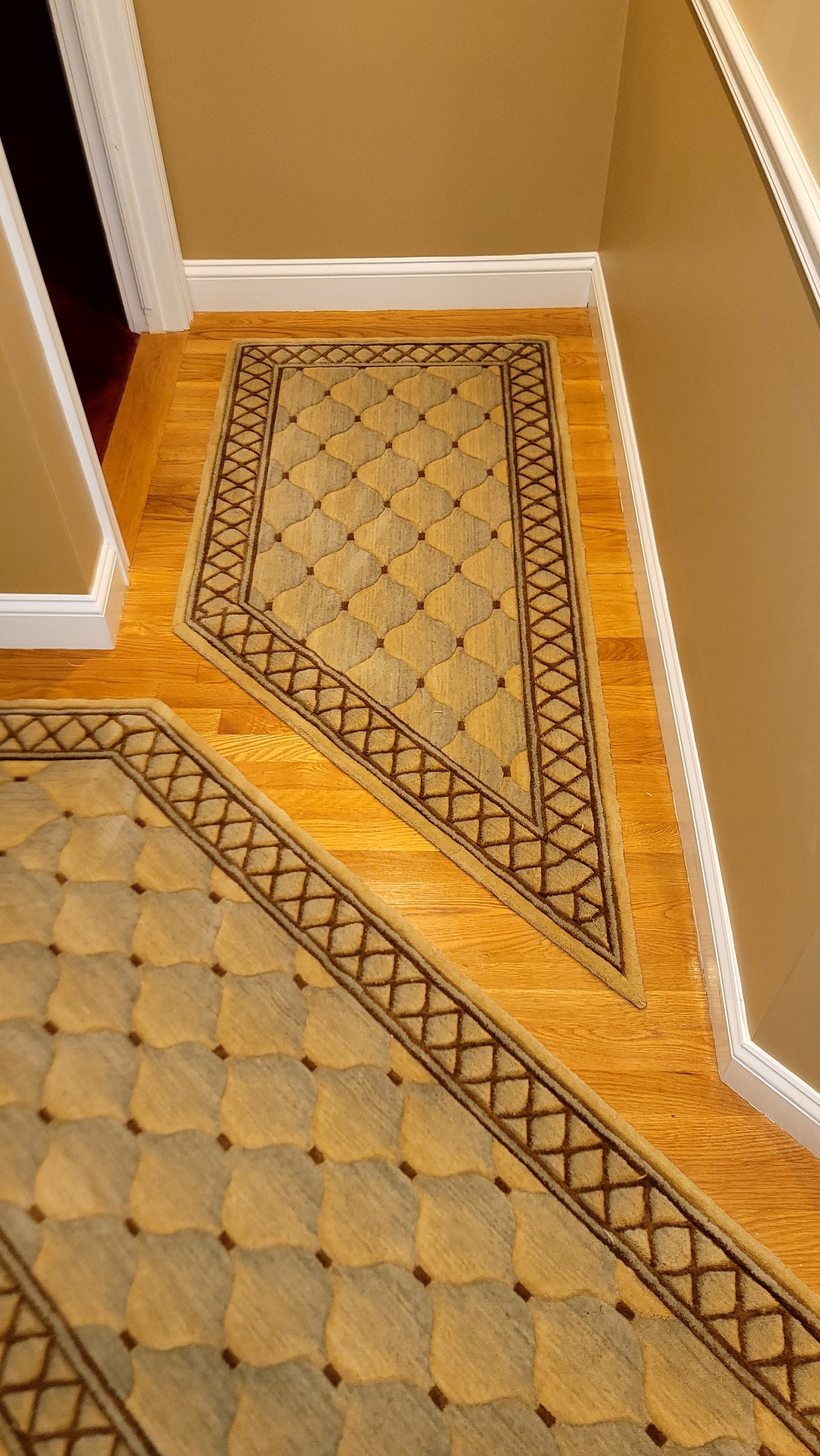 Custom Stair Runner Installation C26R Lt Green Wool 30 Inch Runner