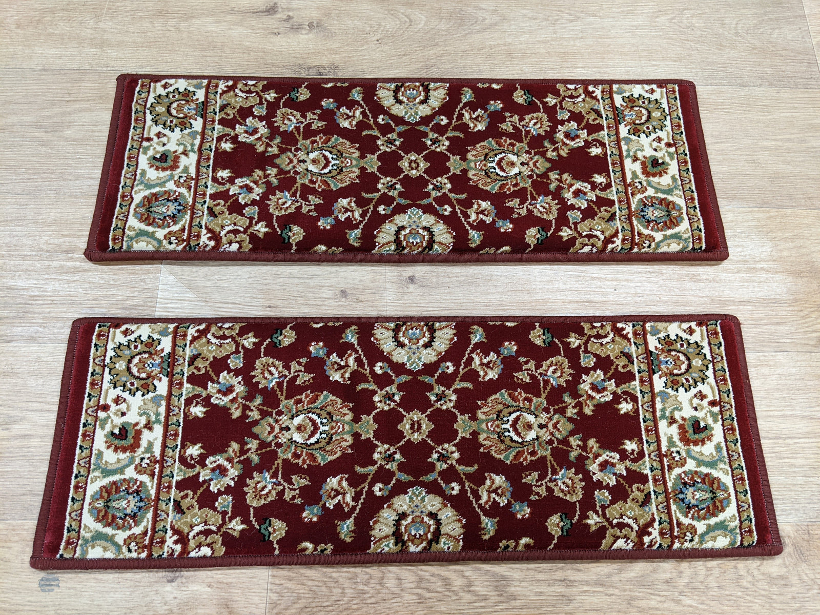 Premium Red Stair Tread 26in x 9in Set of 14 Pcs With Pads